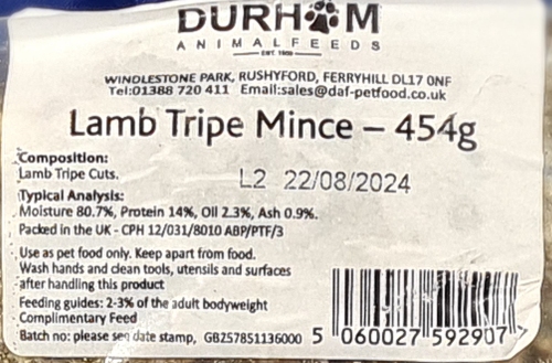 DAF Lamb Tripe Mince - The Dogs Choice